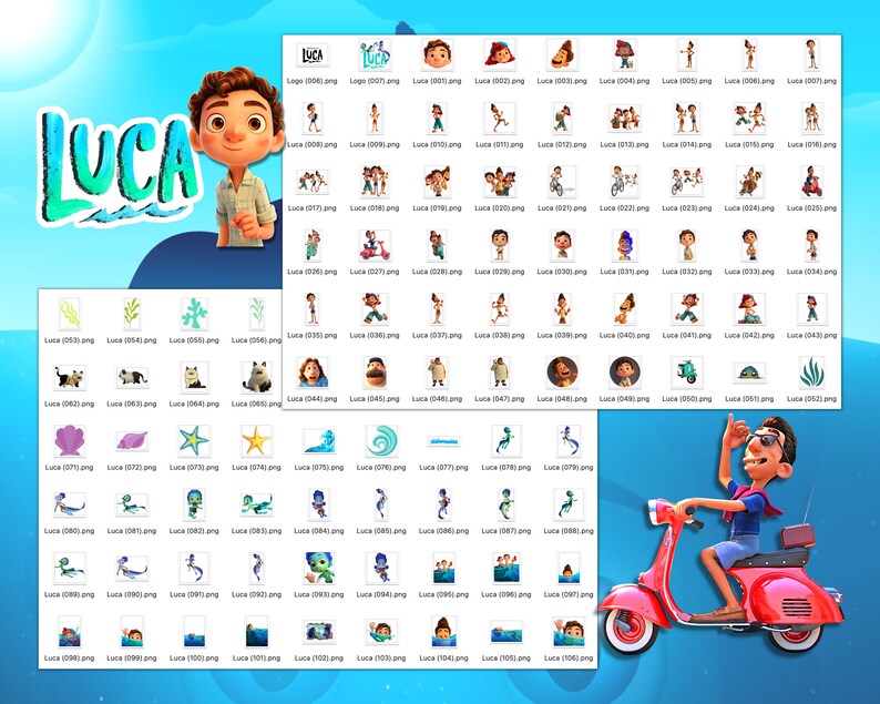 Luca Clipart PNG, Luca PNG Bundle, Luca Paguro, Alberto Scorfano ...