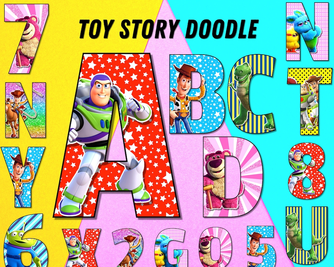 Toy Story Doodle Alphabet, Woody Character Alphabet, Buzz Lightyear ...