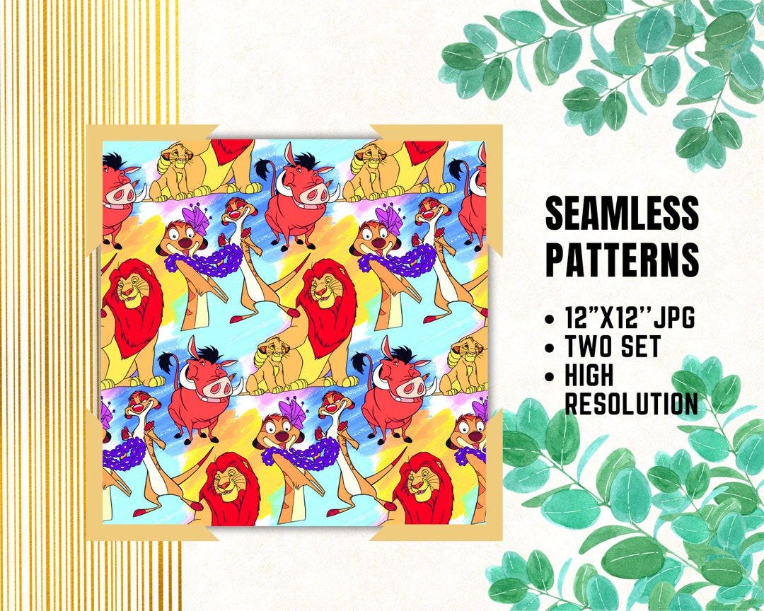 Lion King Seamless Papers, Lion Theme Digital Papers, Simba Pumbaa ...