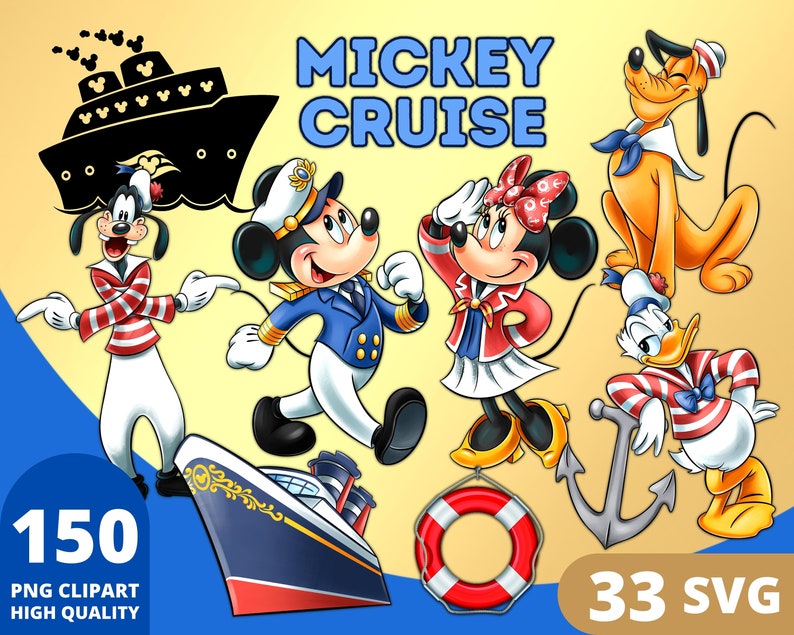 Mickey Cruise Clipart PNG SVG Bundle Sea Cruise Mickey - Etsy