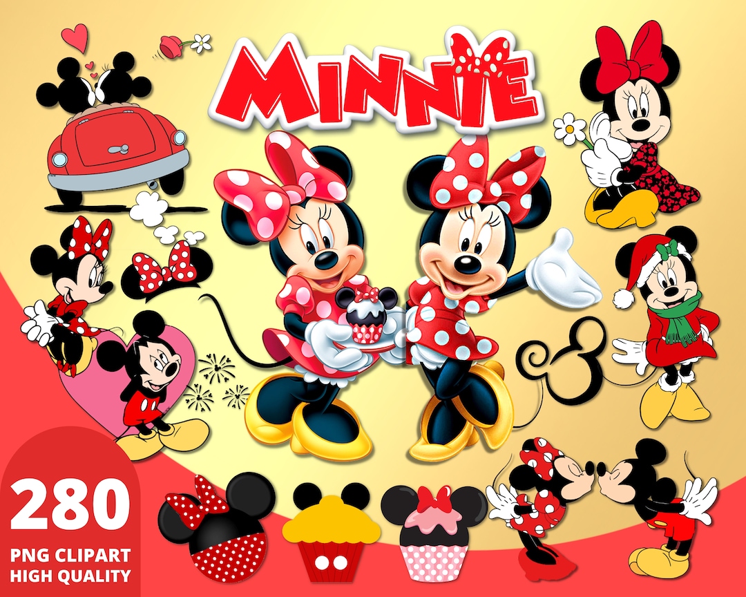 Minnie Mouse Red Clipart PNG, Minnie Mouse Sublimation, Minnie Birthday ...