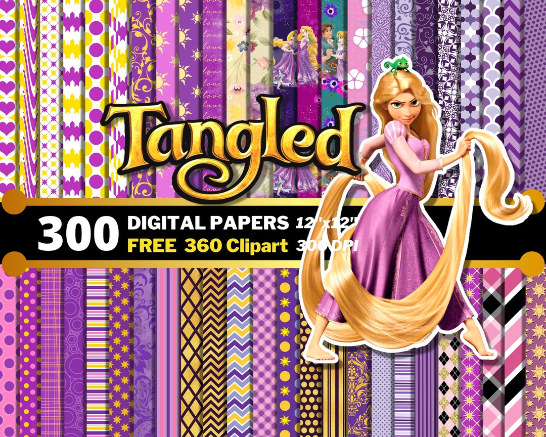 Tangled Digital Papers, Tangled Clipart PNG, Princess Rapunzel, Flynn ...