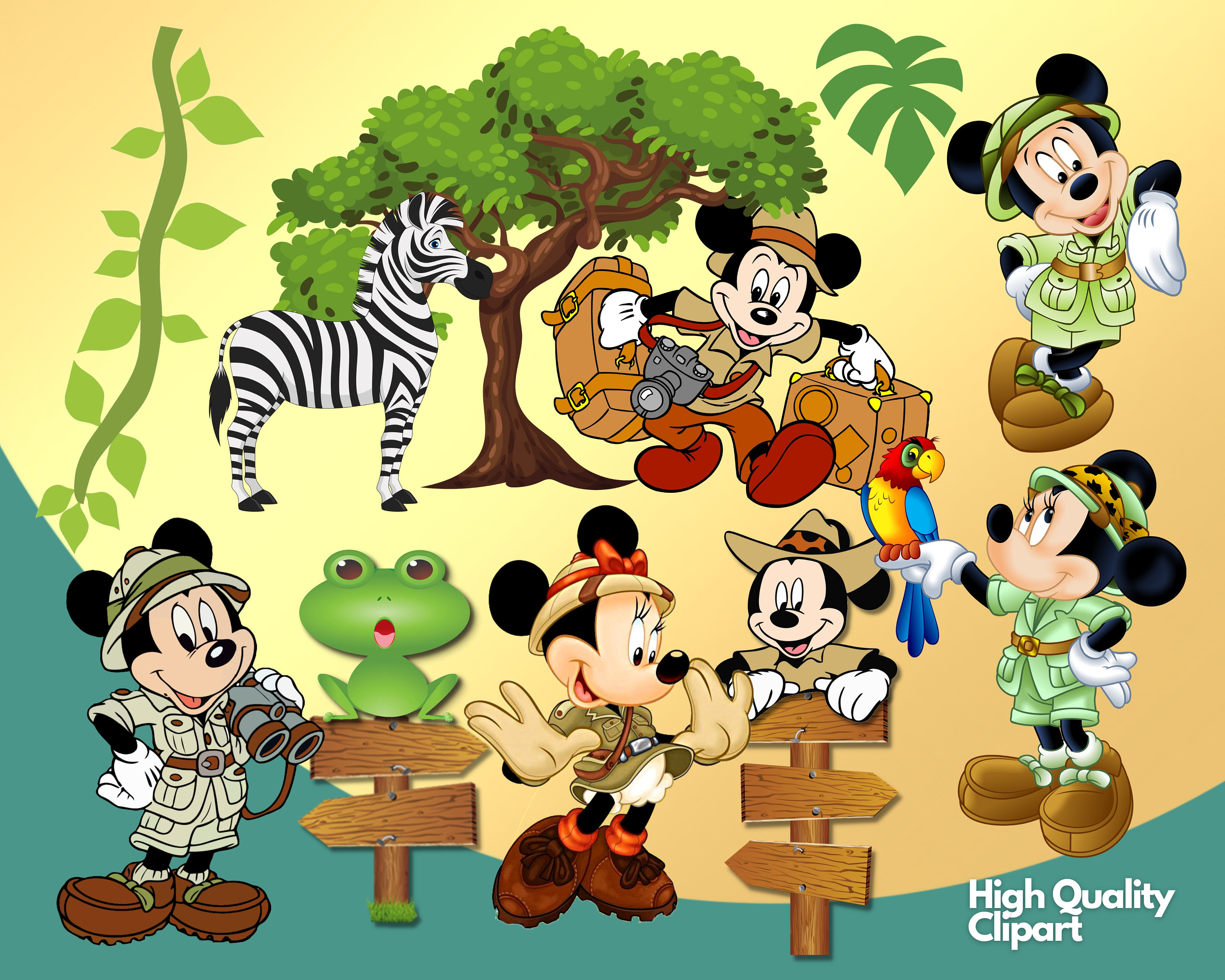 Mickey Safari Clipart PNG Safari Mickey PNG Jungle Mickey - Etsy España