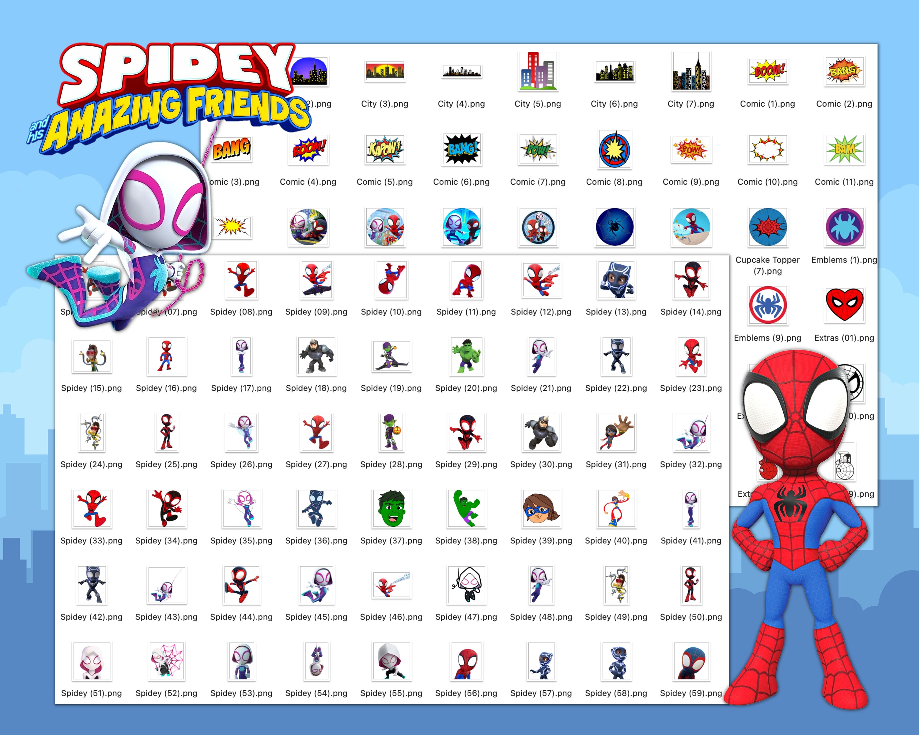 Spidey and His Amazing Friends Clipart PNG Superhero Spidey - Etsy