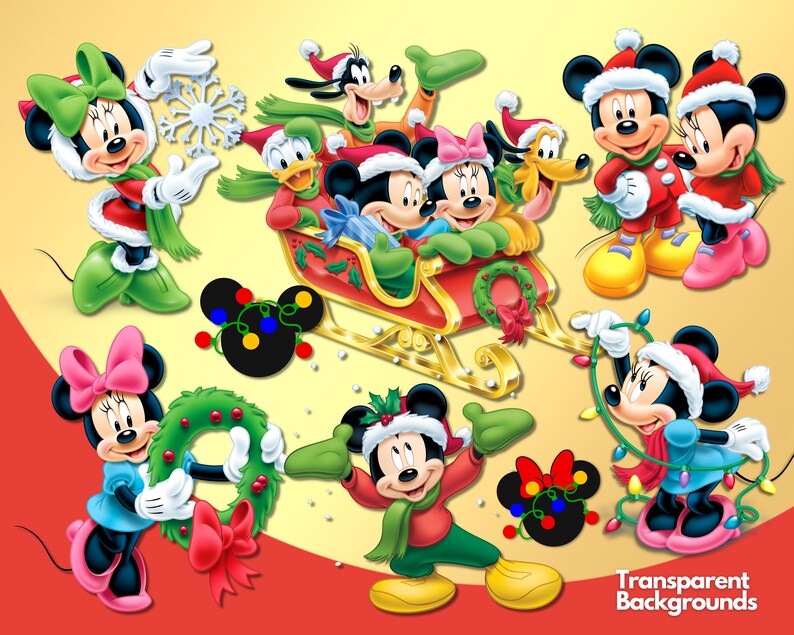 Mickey Christmas Clipart PNG Mickey Mouse Christmasparty - Etsy
