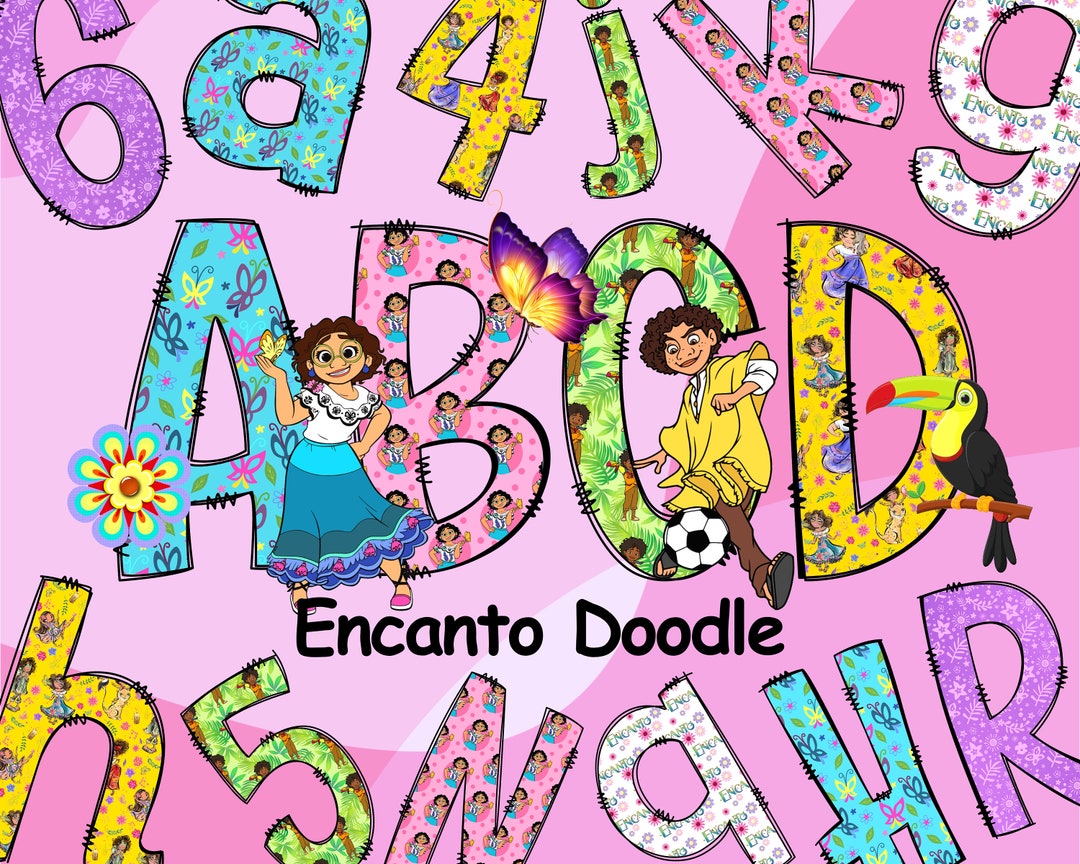 Encanto Doodle Alphabet, Mirabel Doodle Letters, Encanto Alphabet Font ...