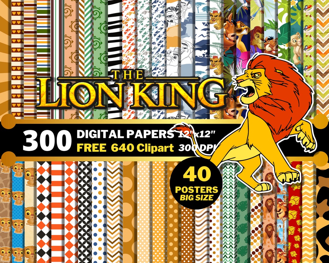 Lion King Digital Papers Lion King Clipart PNG Simba Pumbaa - Etsy