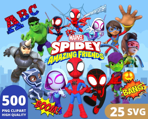 Spidey and His Amazing Friends Clipart PNG Superhero Spidey Marvel Kids Spiderman Birthday Party Gifts Marvel Spidey Posters Etsy