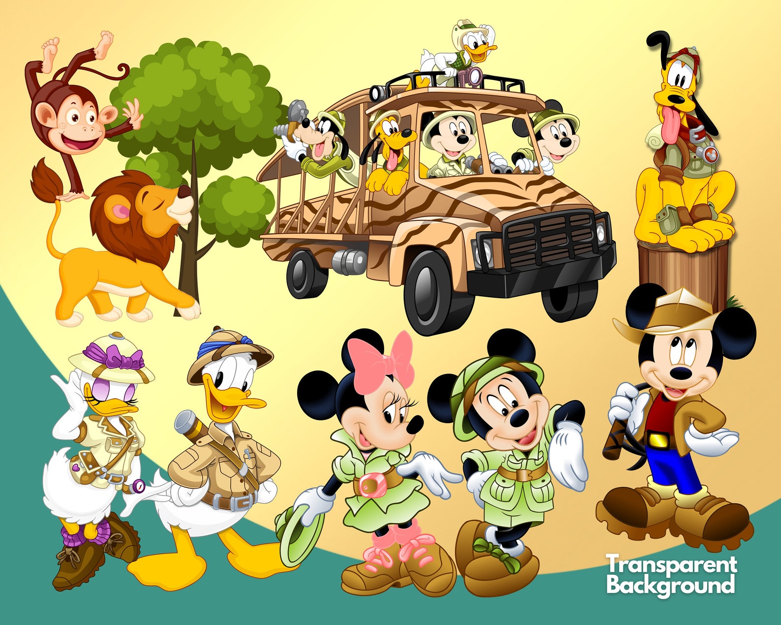 Mickey Safari Clipart PNG, Safari Mickey PNG, Jungle Mickey Stickers ...