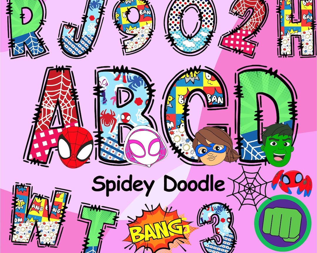 Spidey Doodle Alphabet, Spidey and His Amazing Friends, Superhero ...