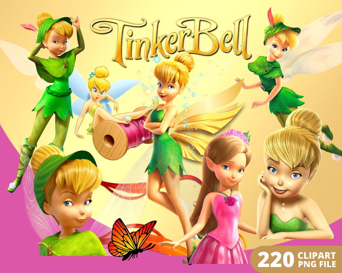 Tinkerbell Digital Papers Fairies Clipart PNG Princess - Etsy