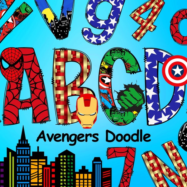 Spiderman Doodle Letters - Etsy