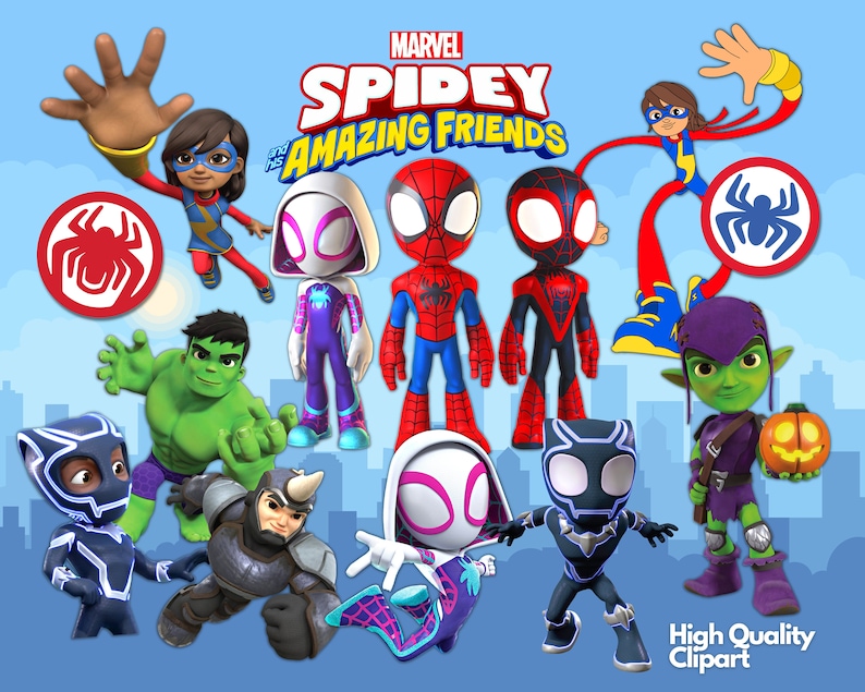 Spidey and his Amazing Friends Clipart PNG Spidey Superhero - Etsy México