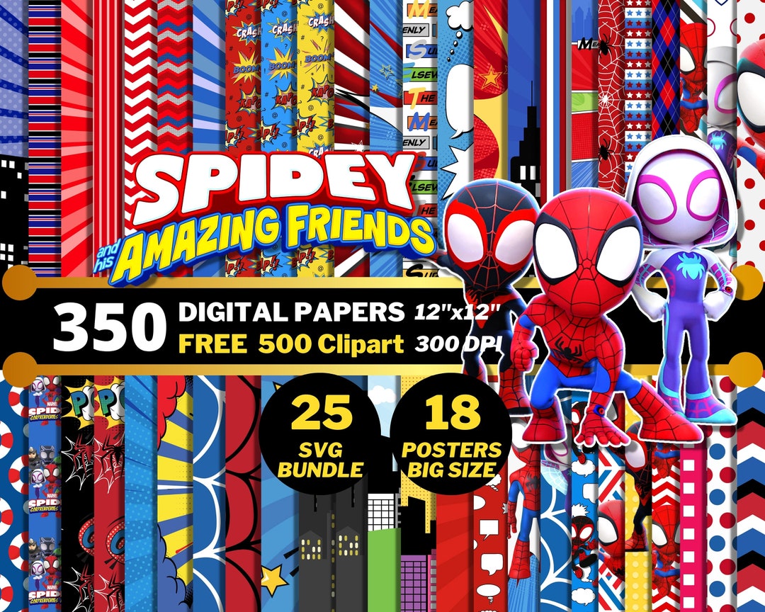 Spidey and His Amazing Friends Digital Papers, Marvel Superhero, Spidey ...
