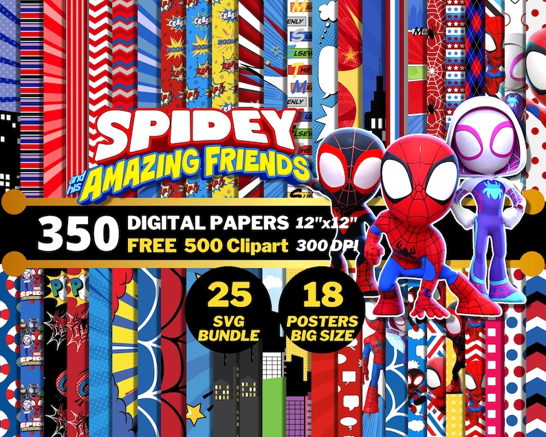 Spidey and His Amazing Friends Digital Papers, Marvel Superhero, Spidey ...