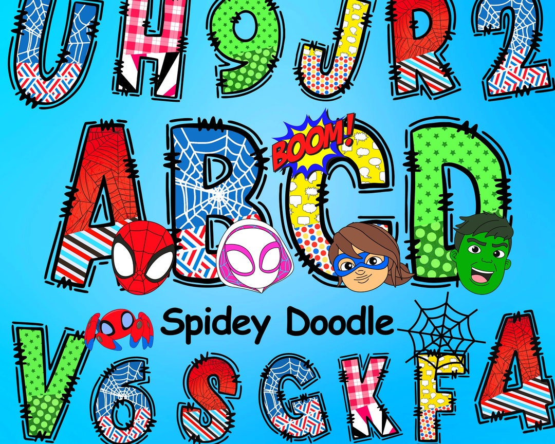 Spidey Doodle Alphabet, Spidey and His Amazing Friends, Superhero ...