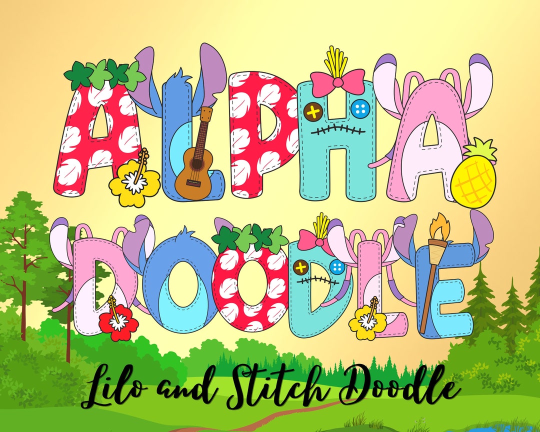 Lilo and Stitch Doodle Alphabet Stitch and Angel Character - Etsy