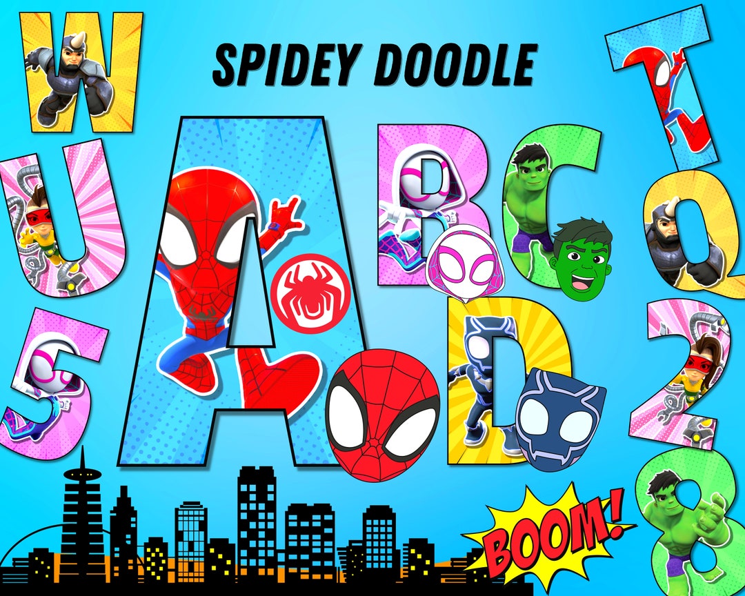 Spidey Doodle Alphabet, Spidey and His Amazing Friends, Superhero ...