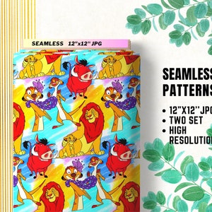Lion King Seamless Papers, Lion Theme Digital Papers, Simba Pumbaa ...