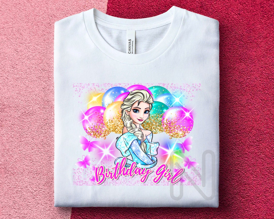 Frozen Elsa Sublimation PNG, Birthday Girl Shirt, Balloon Princess Elsa ...