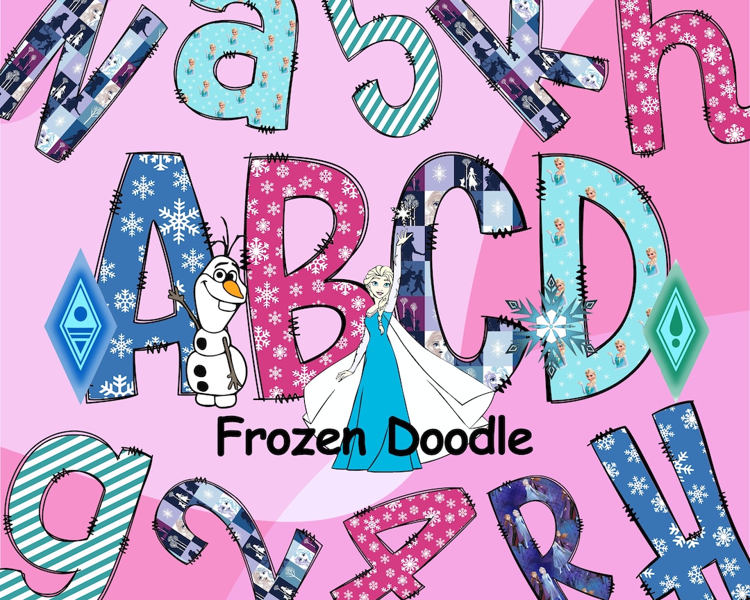 Frozen Doodle Alphabet, Frozen Character Alphabet, Princess Frozen Elsa ...