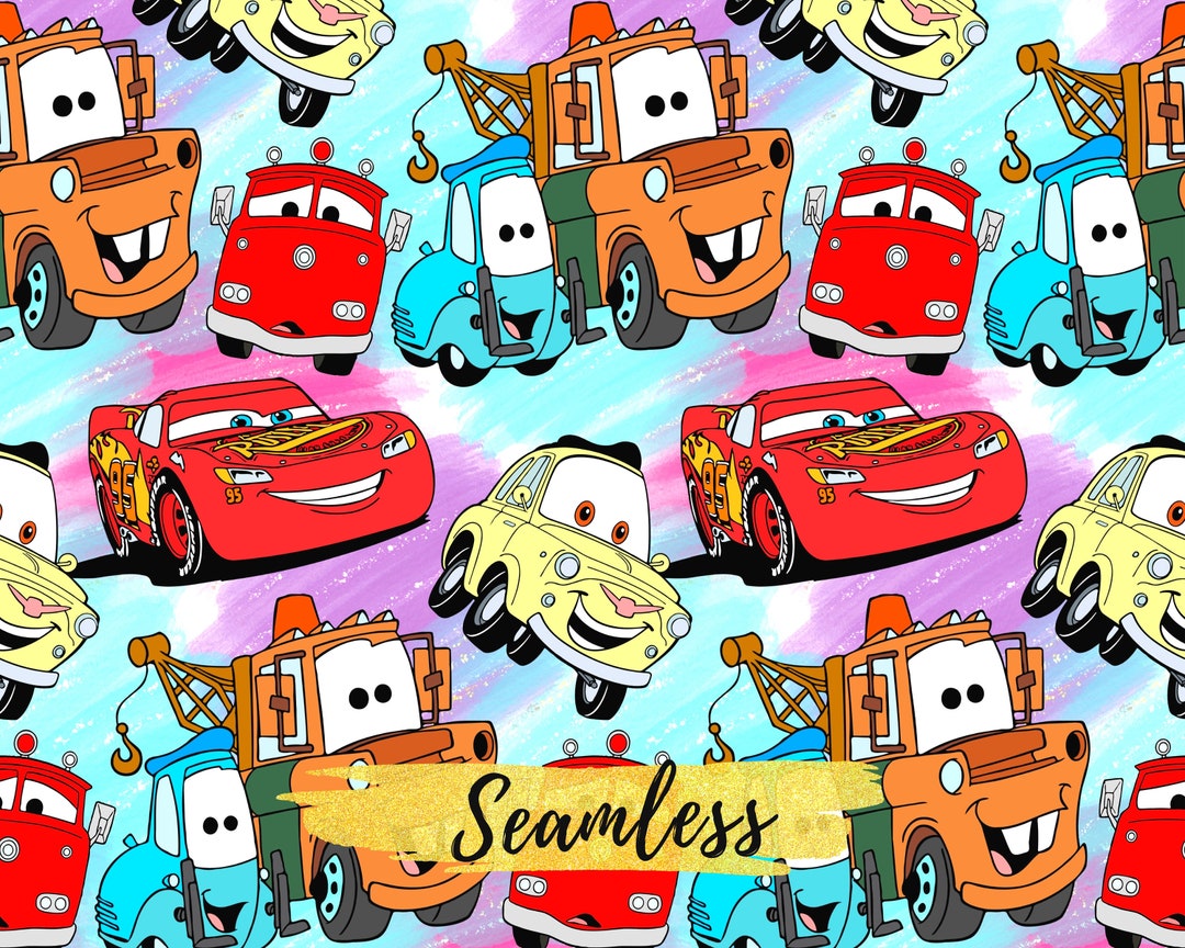 Cars Seamless Papers, Lightning Mcqueen Digital Papers, Birthday Party ...
