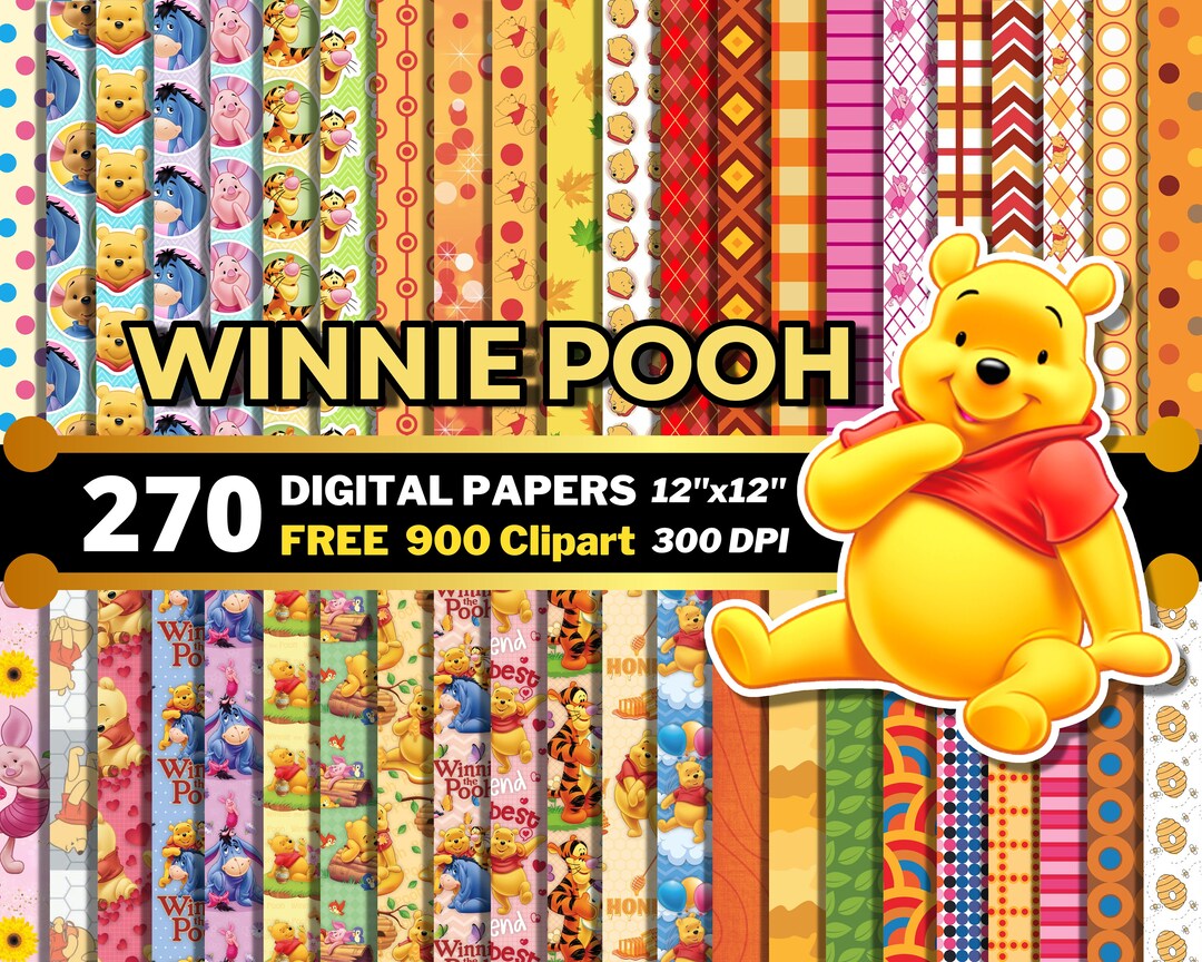 Winnie the Pooh Digital Papers Winnie Pooh Clipart PNG - Etsy