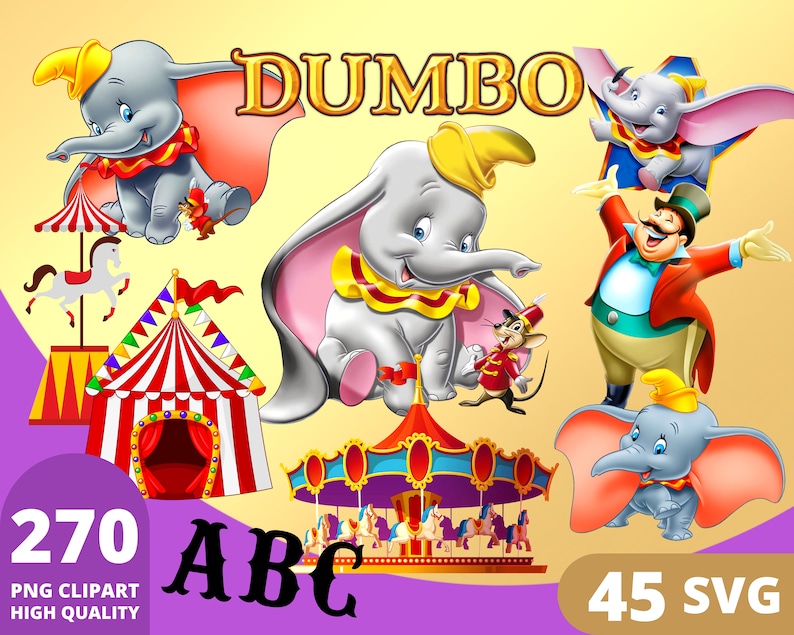 Dumbo PNG Clipart Dumbo SVG Bundle Dumbo Baby Shower - Etsy Australia