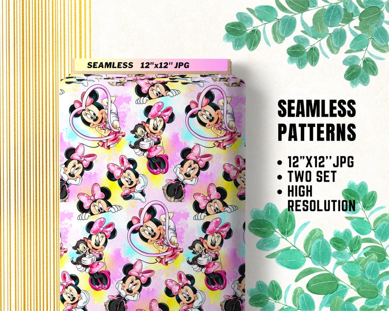 Minnie Mouse Seamless Papers, Minnie Digital Papers, Girls Birthday ...