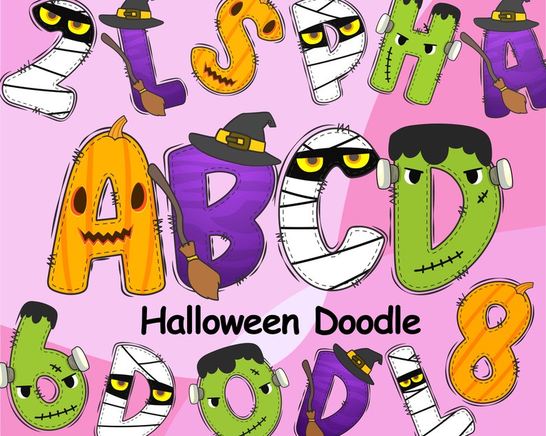 Halloween Doodle Alphabet Halloween Alphabet PNG Halloween - Etsy