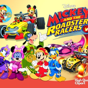 Mickey and Roadster Racers Clipart PNG, Mickey Car Race Font, Mickey ...