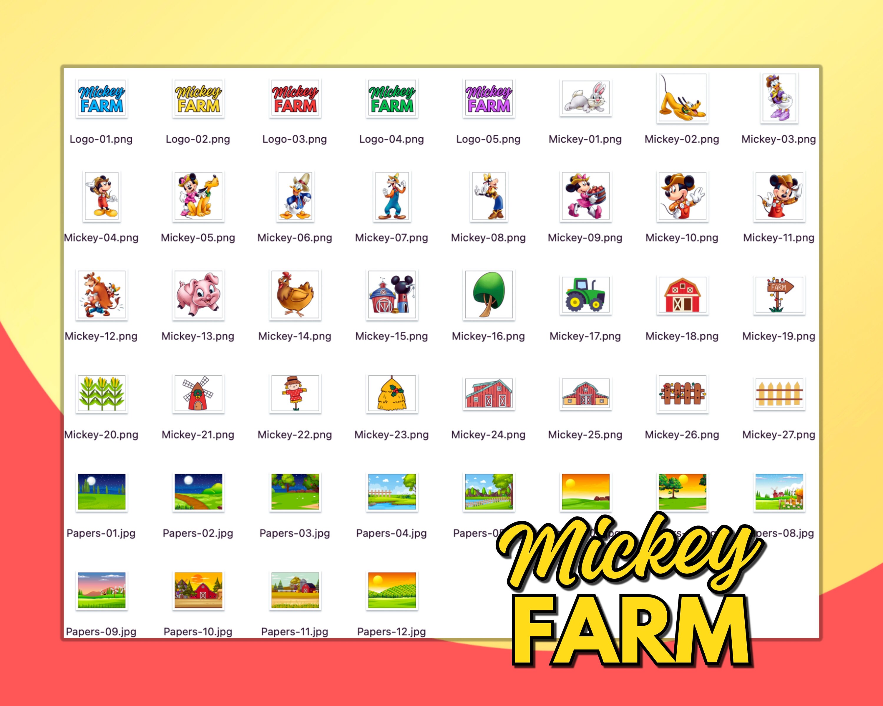 Mickey Farm Clipart PNG, Mickey Farm Theme, Mickey and Friends, Daisy ...