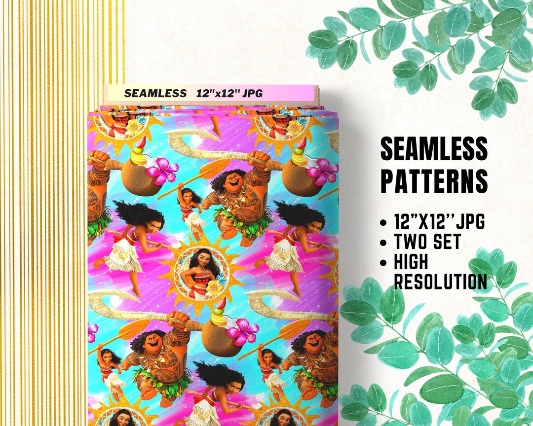 Moana Seamless Papers, Moana Digital Papers, Birthday Gift Wrapping ...