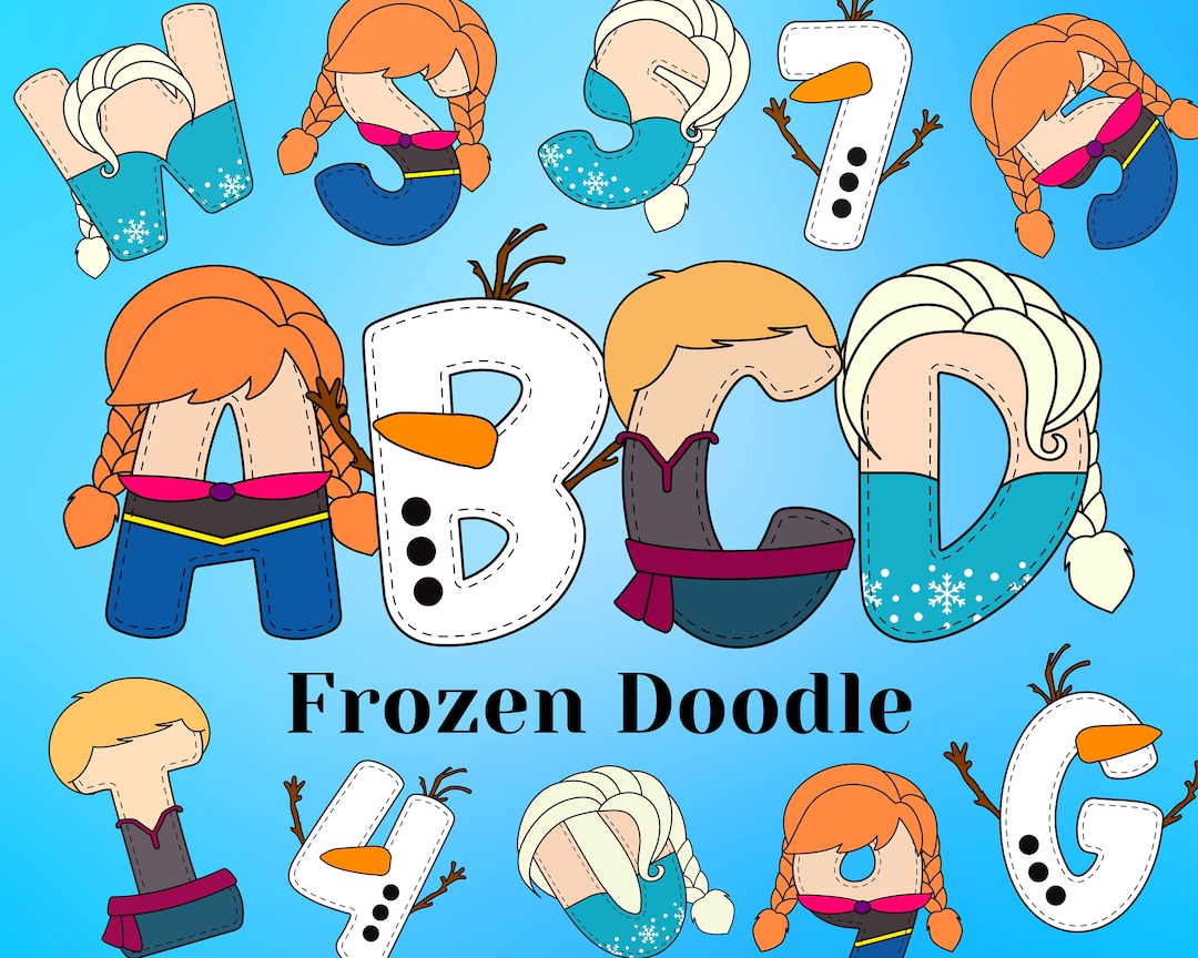 Frozen Doodle Alphabet Frozen Character Alphabet Princess - Etsy