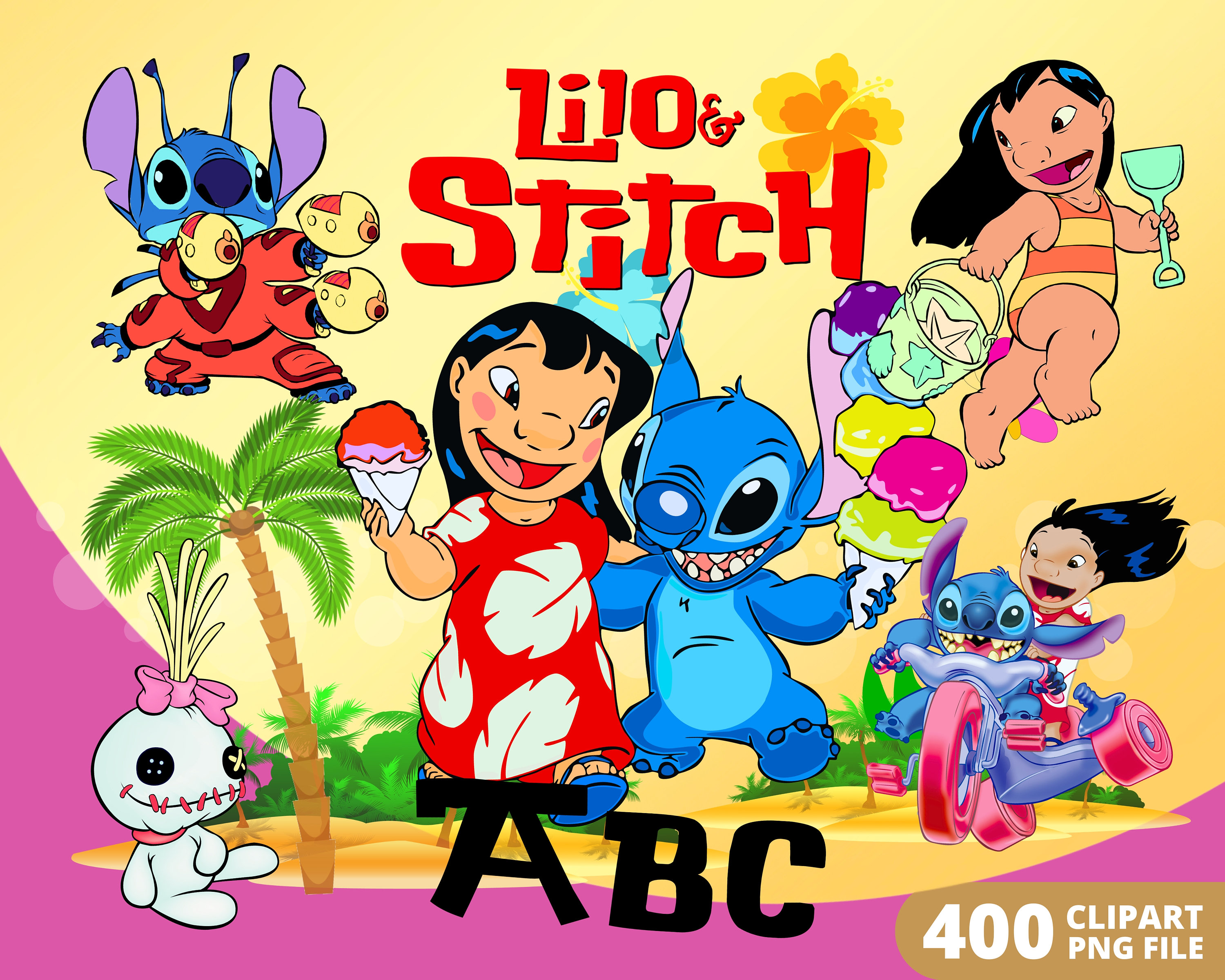 Lilo and Stitch Digital Papers, Stitch Clipart PNG, Stitch Valentines ...