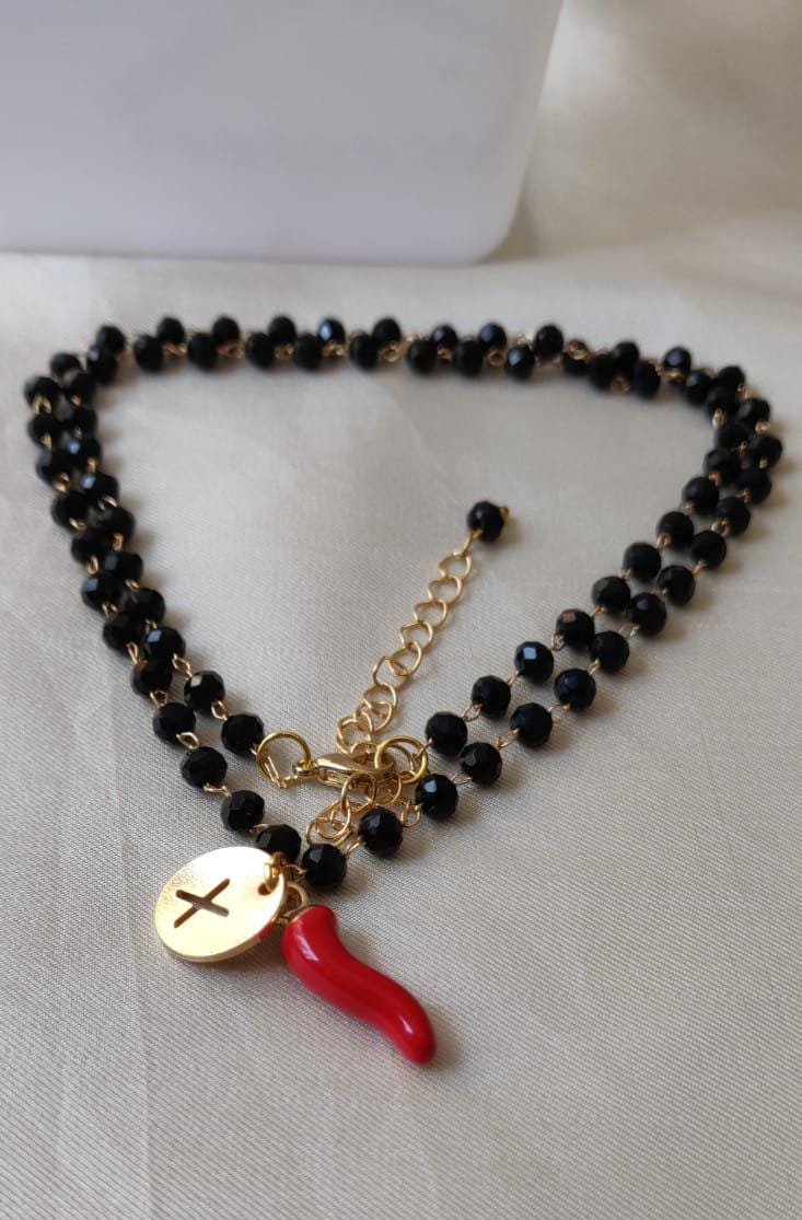Customizable Italian Folk Amulet Rosary Necklace With Initial Lucky Red ...