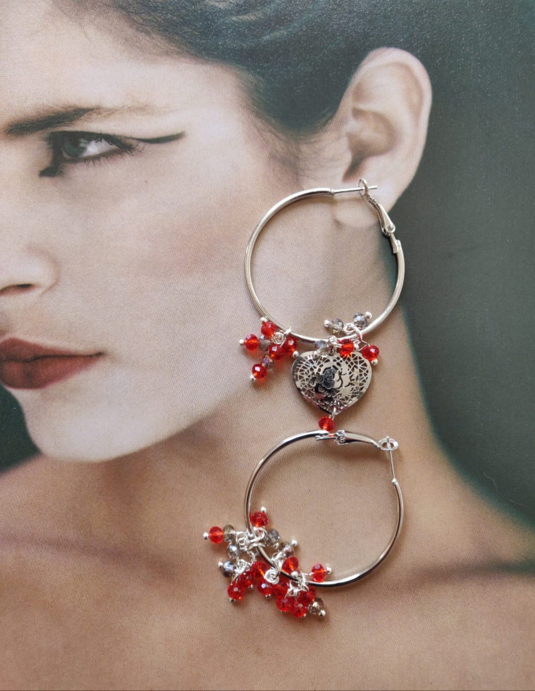 Stainless Steel Large Hoops Crystal Asymmetric Boho Earrings Italian ...