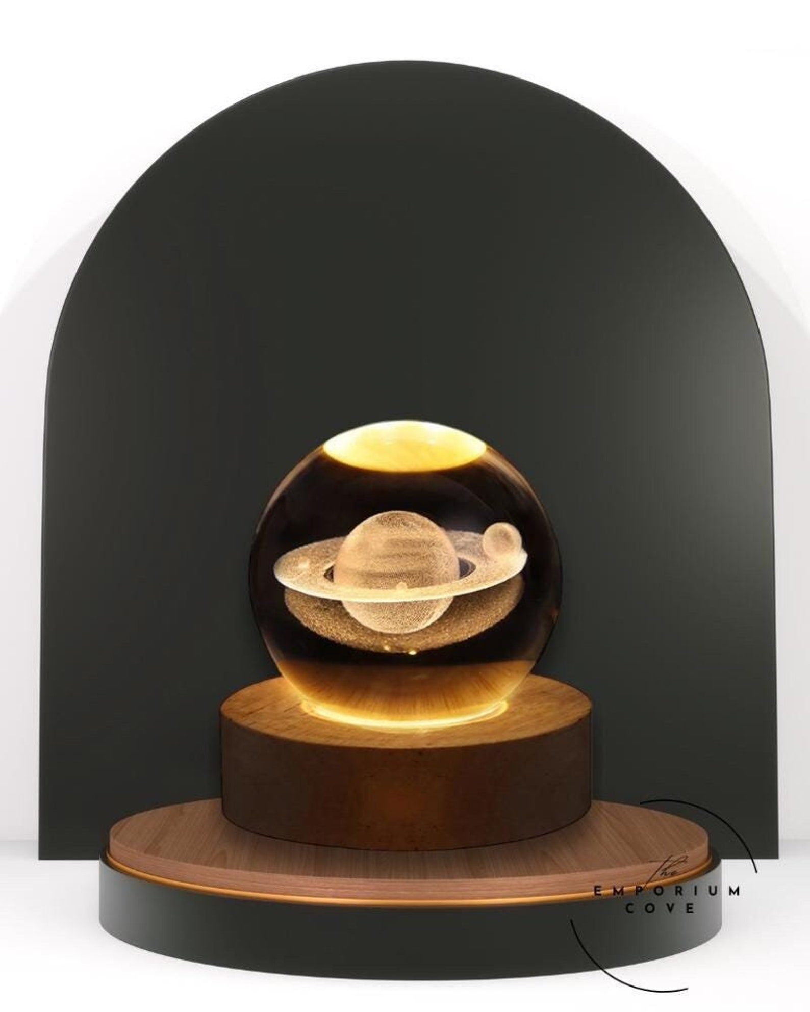 Saturn Night Light | 3D Printed Planet Lamp | Crystal Ball Desk Lamp ...