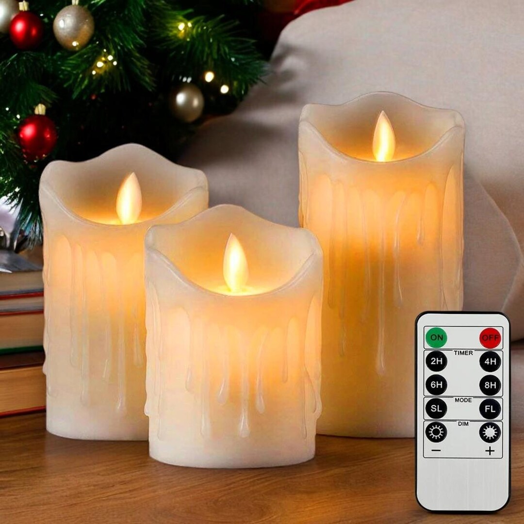 3 LED Candles Flickering Flameless Candles With Remote & Timer Indoor ...