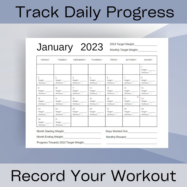 Weight Loss Calendar, Weight Loss Tracker, Fitness Goal Record, Instant ...