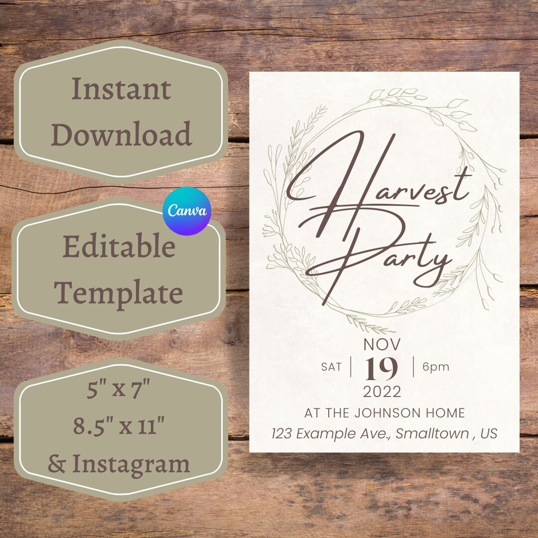 EDITABLE Harvest Party Invitation / Poster / Flyer / Social Media ...