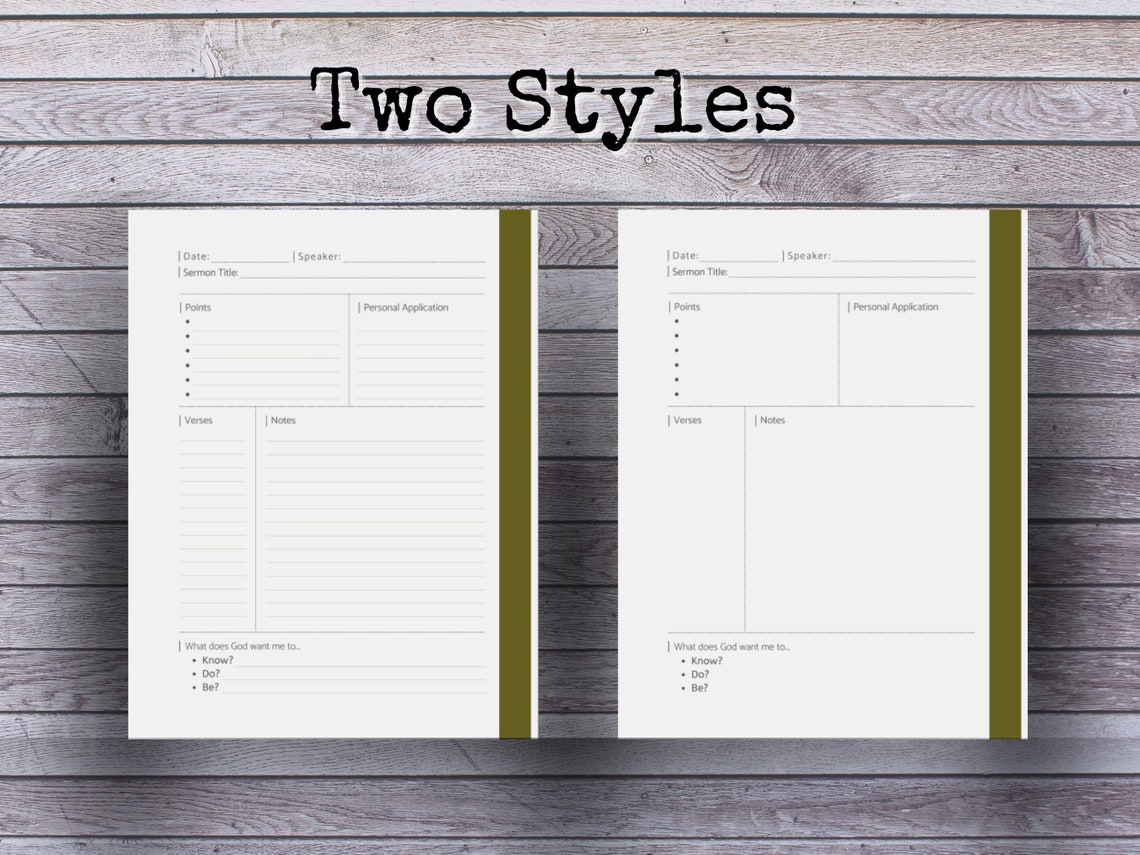 Sermon Notes - Christian Note Template - Printable PDF - Instant ...