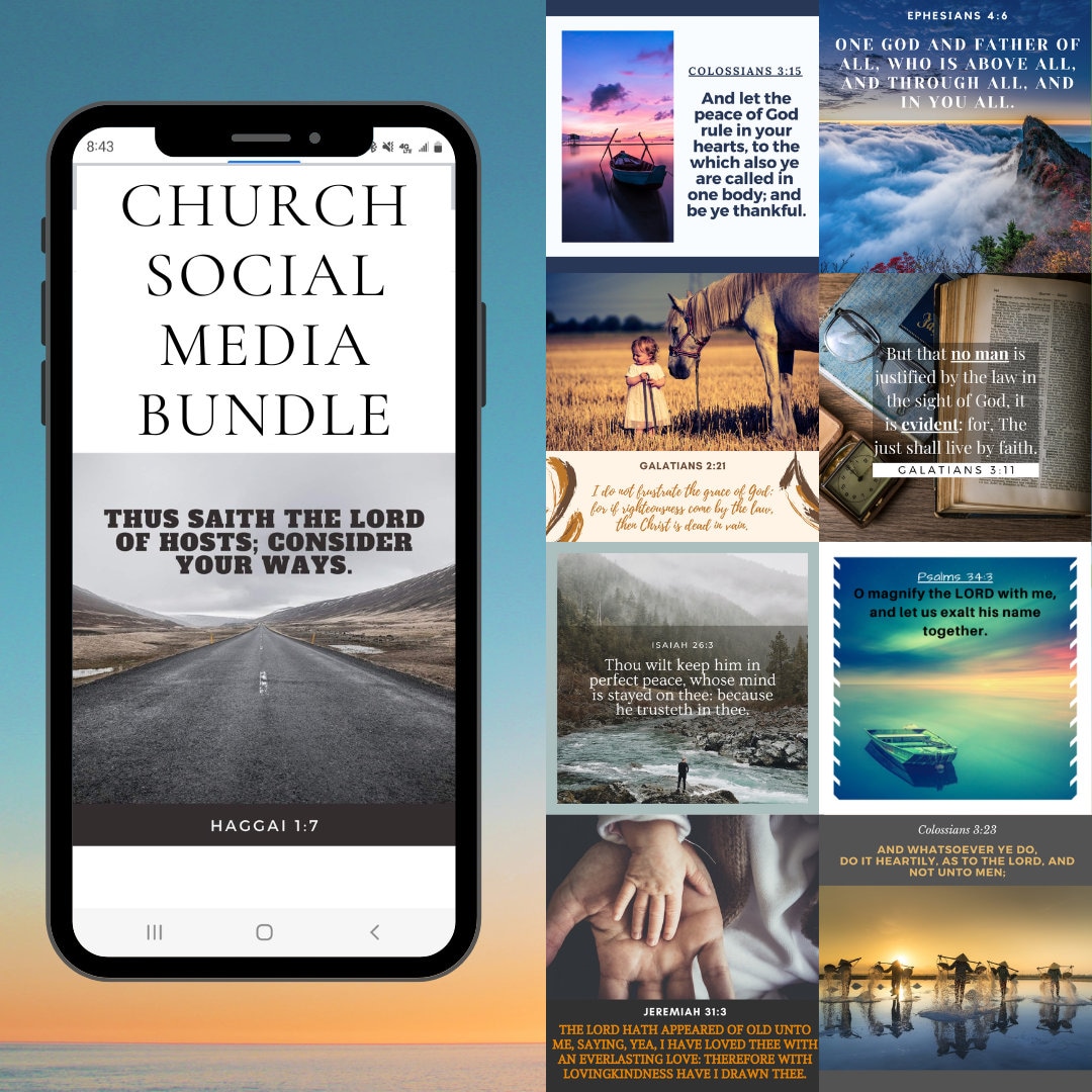 Church Social Media Bundle - 65 Bible Verses KJV - Christian Instagram ...