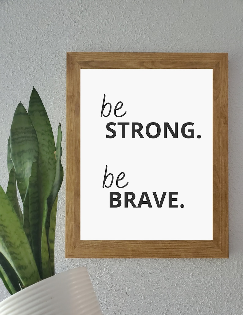 Printable Wall Art, Inspirational Quote, Downloadable, Be Strong Be ...