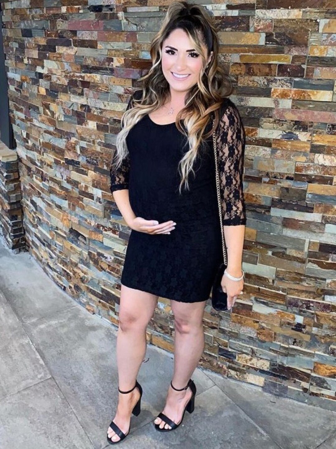 Mini Maternity Dress With Lace Sleeves - Etsy