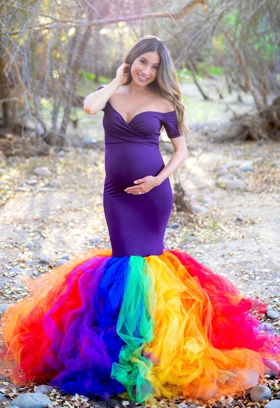 Rainbow Maternity Tulle Gown - Etsy