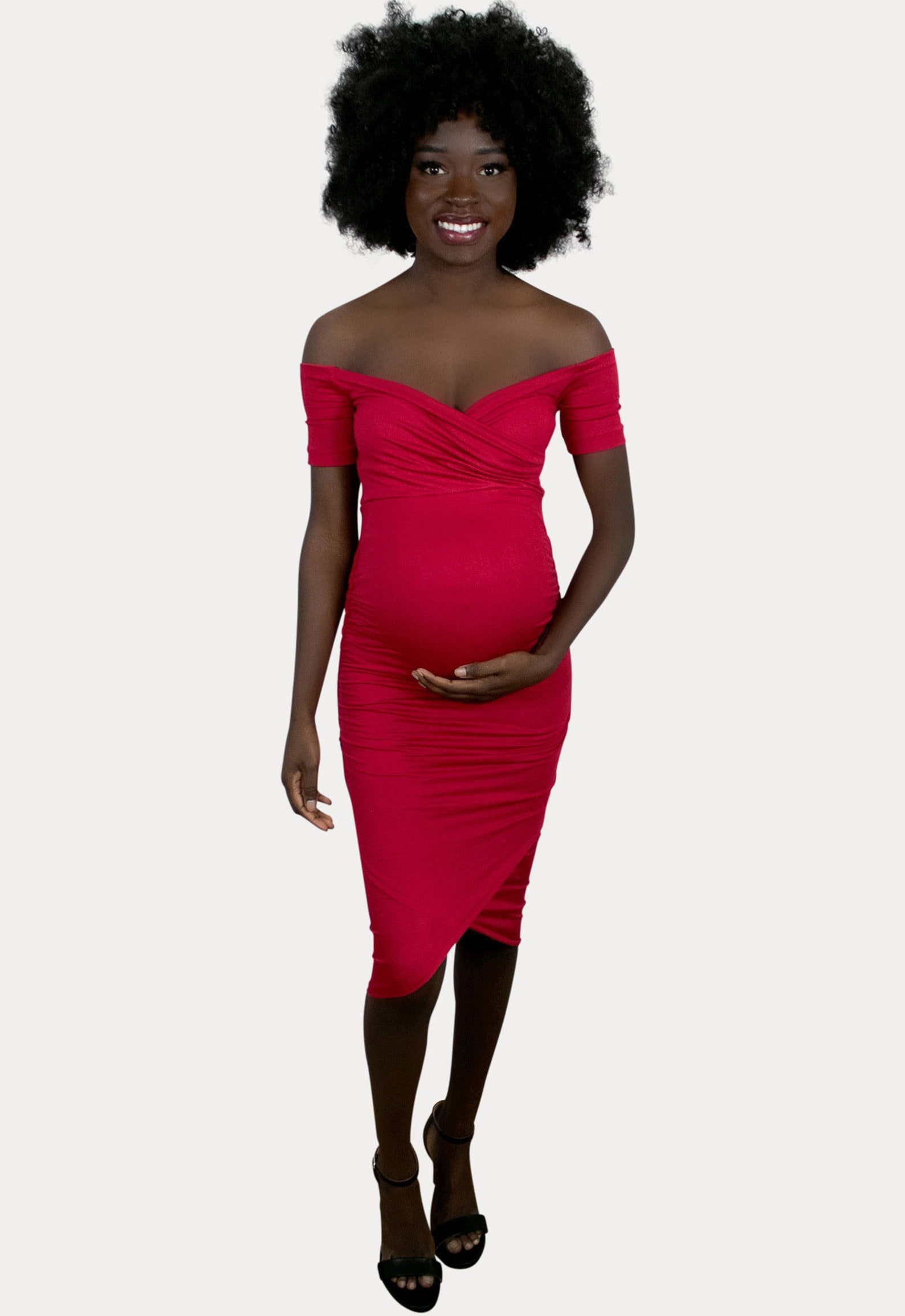 Off the Shoulder Basic Ruched Sweetheart Maternity Dress With Short Sleeves - Etsy