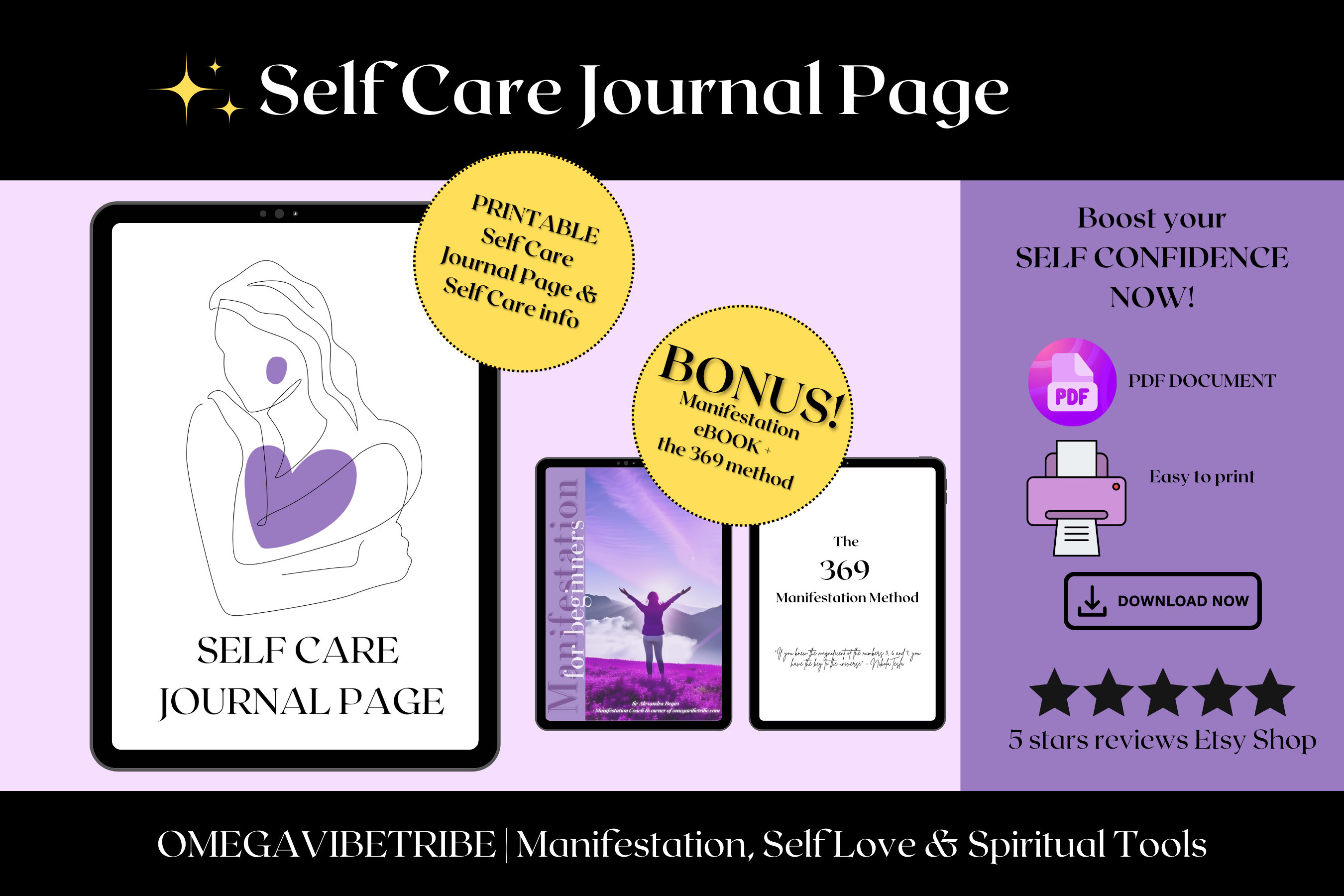 Digital Self Care Printable Journal Page, Self Care Gift, Self Care ...