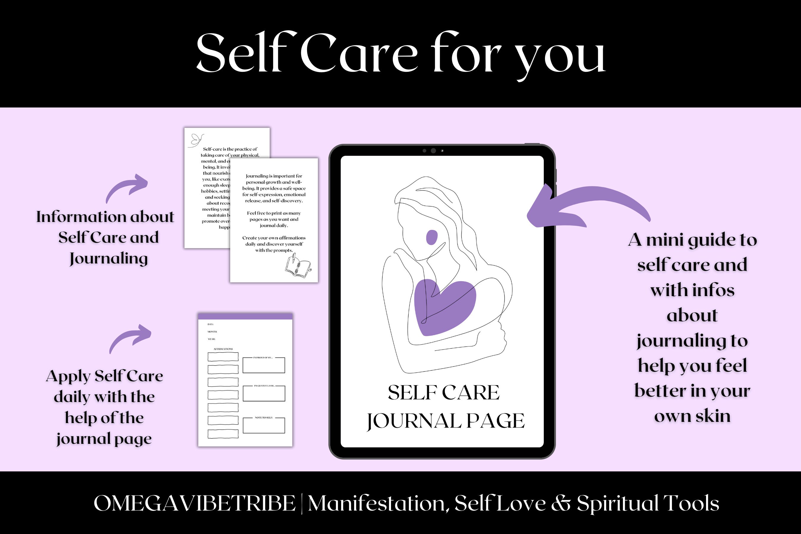 Digital Self Care Printable Journal Page, Self Care Gift, Self Care ...