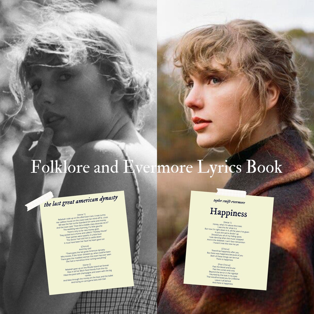 Taylor Swift Folklore & Evermore Lyrics Book - Etsy Taylor Swift Folklore & Evermore Lyrics Book - Etsy